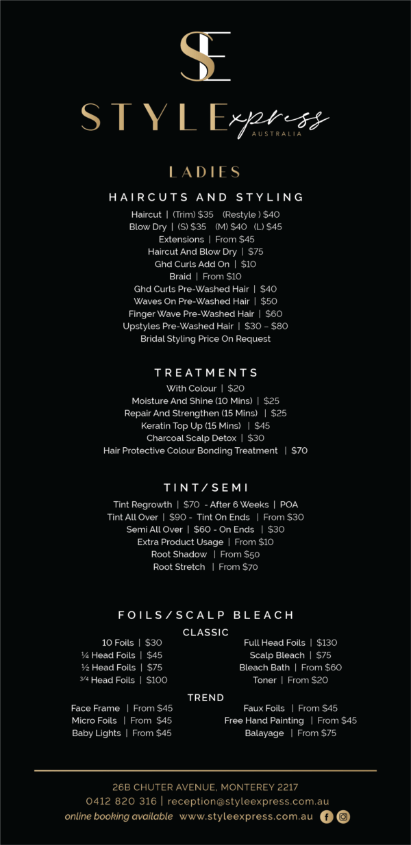 Price Guide – Style Express